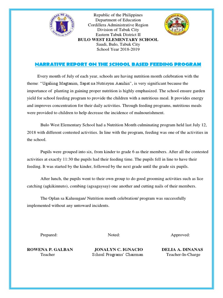 Narrative On Feeding Program | PDF | Wellness