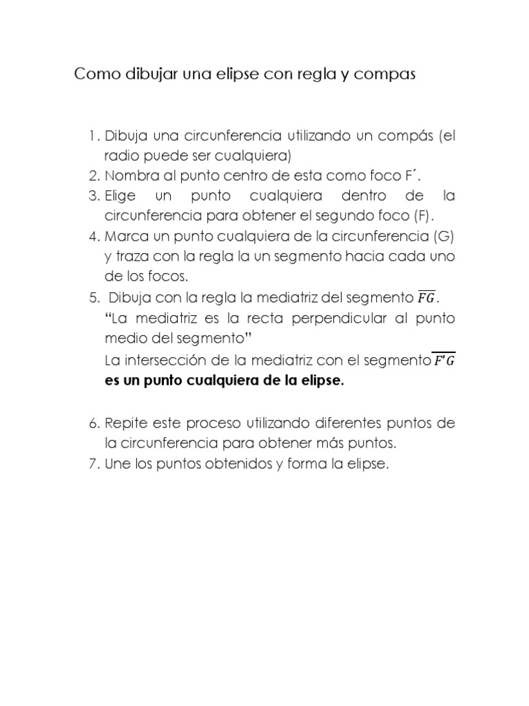 Como Dibujar Una Elipse Con Regla y Compas | PDF