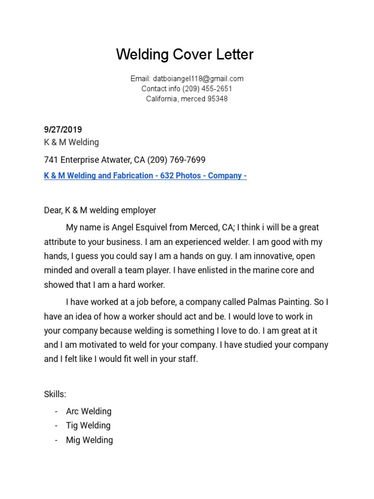 Welding Cover Letter | PDF