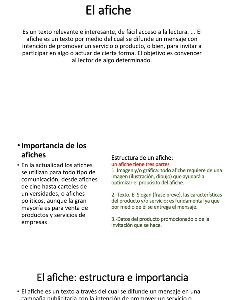 Estructura e Importancia del Afiche | PDF | Póster | Comunicación