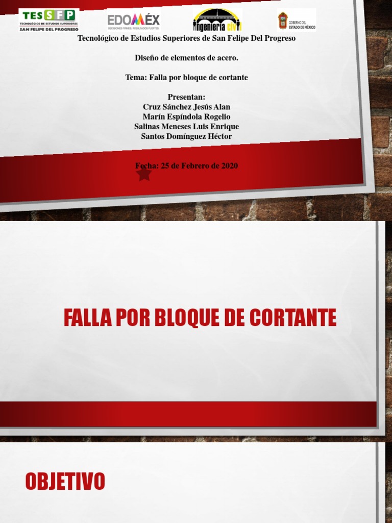 Falla Por Bloque de Cortante Exposicion | PDF | Estrés (Mecánica ...