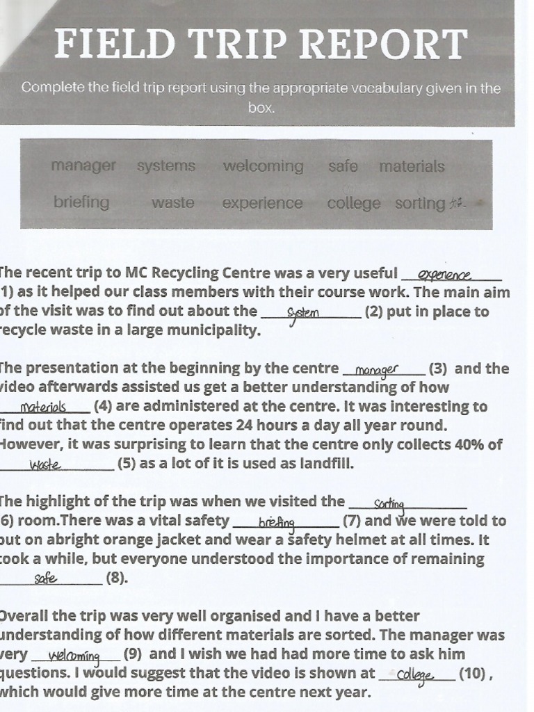 Field Trip Report PDF | PDF