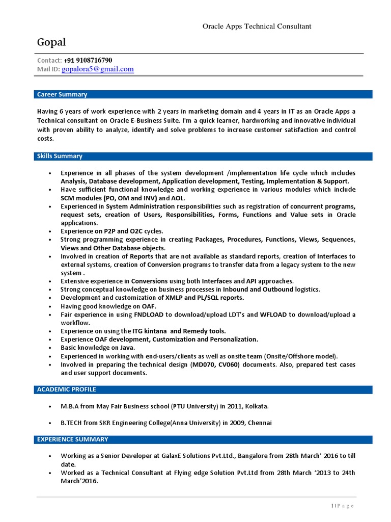 Gopal Resume - Tech - 4 Yrs | PDF | Application Programming Interface | Oracle Corporation