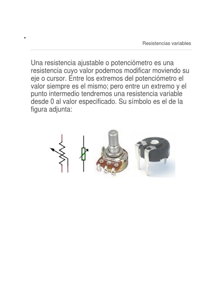 Tipos de Resistencias Variable | PDF