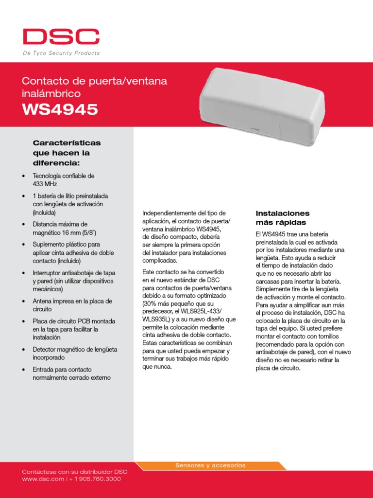 WS4945 Wireless Door Window Contact LR | PDF | Placa de circuito ...