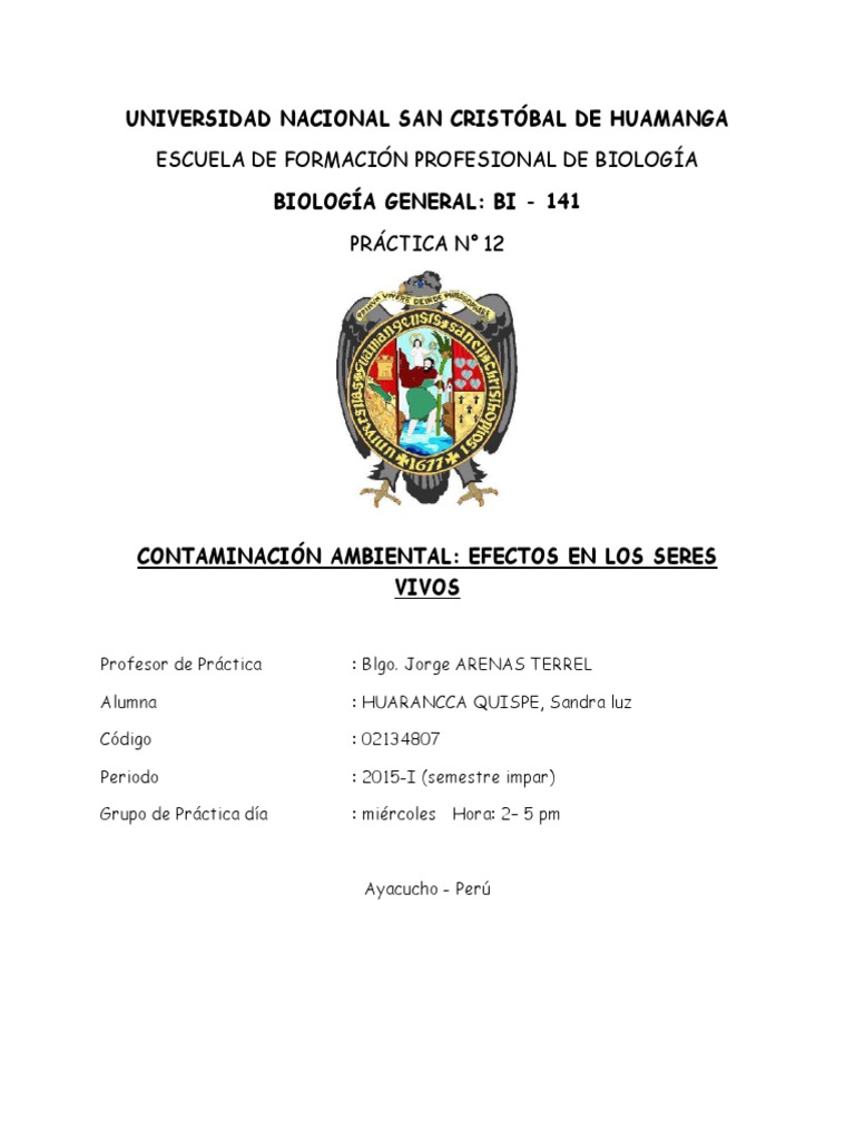 Práctica N 12 | PDF | Contaminación | Entorno natural