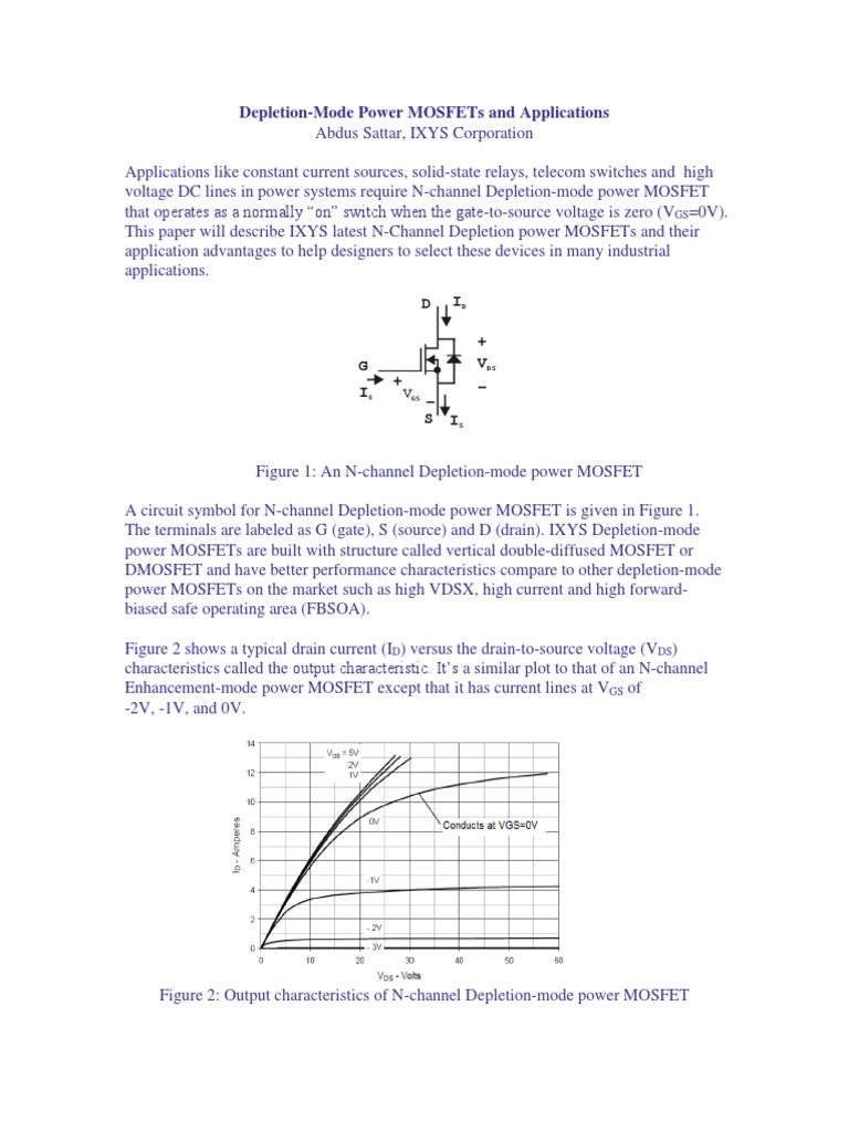 Depletion Mosfets Pdf Field Effect Transistor Mosfet