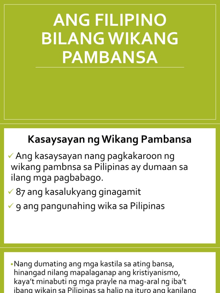 Ang Filipino Bilang Wikang Pambansa | PDF