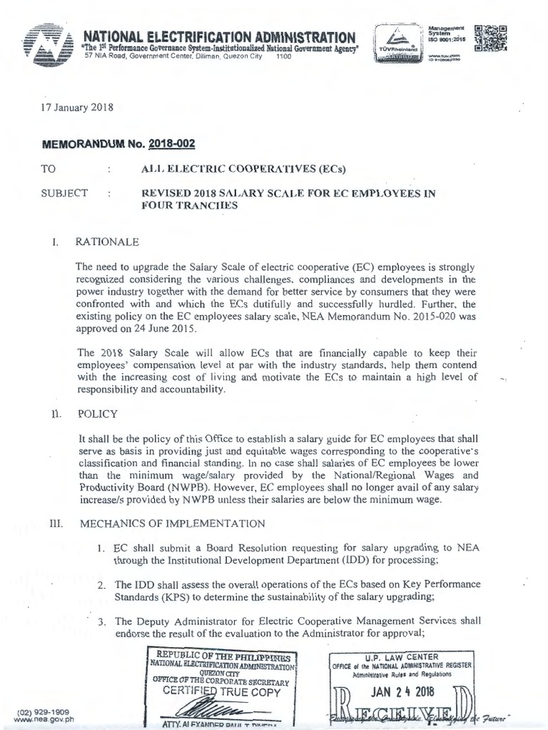 Memo To ECs 2018-002 | PDF | Salary | Employee Relations