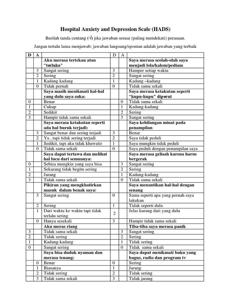 Hospital Anxiety and Depression Scale | PDF