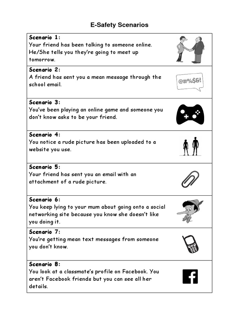 E-Safety Scenarios for Kids | PDF | Games & Activities
