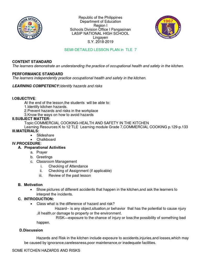 Identifying Kitchen Hazards and Preventing Risks: A Lesson Plan on ...