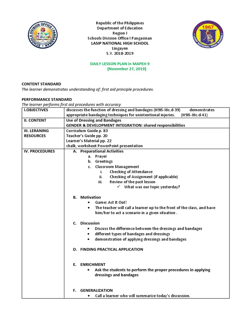 Preparing Students for First Aid: A Lesson Plan on Dressings and ...