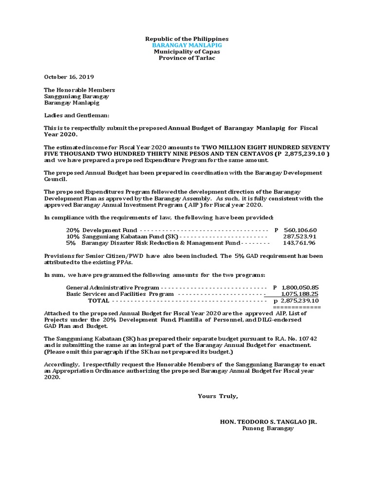 Budget Message 2020 | PDF | Budget | The United States