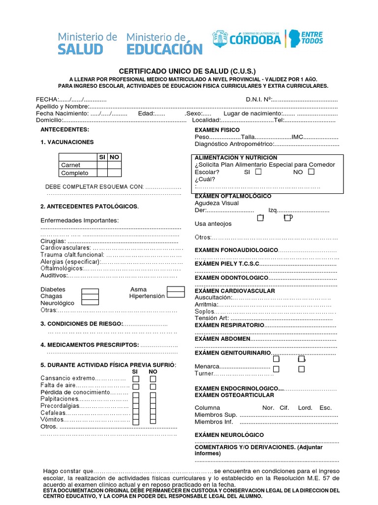 Certificado-único-de-salud-CUS 2020 | PDF | Rtt | Medicina