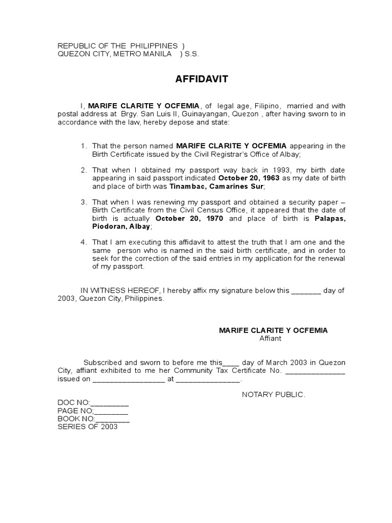 Affidavit of Discrepancy | PDF