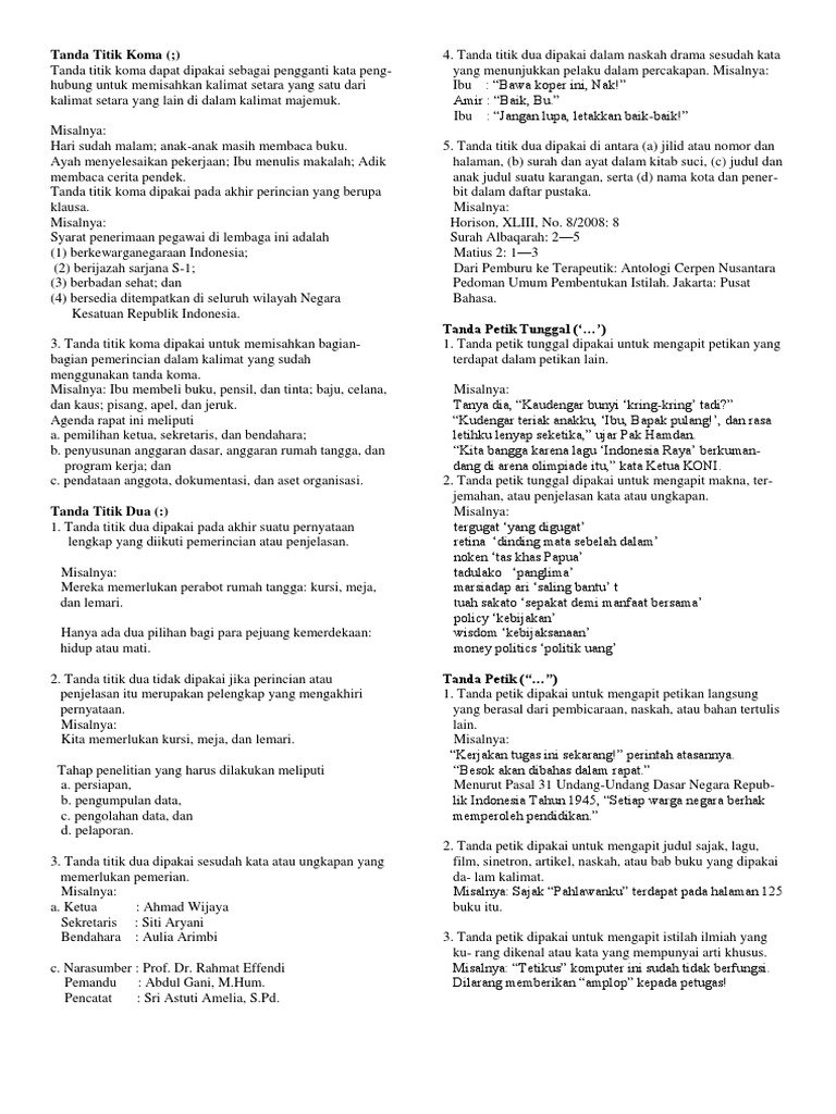 Tanda Titik Dua dan Tanda Petik | PDF