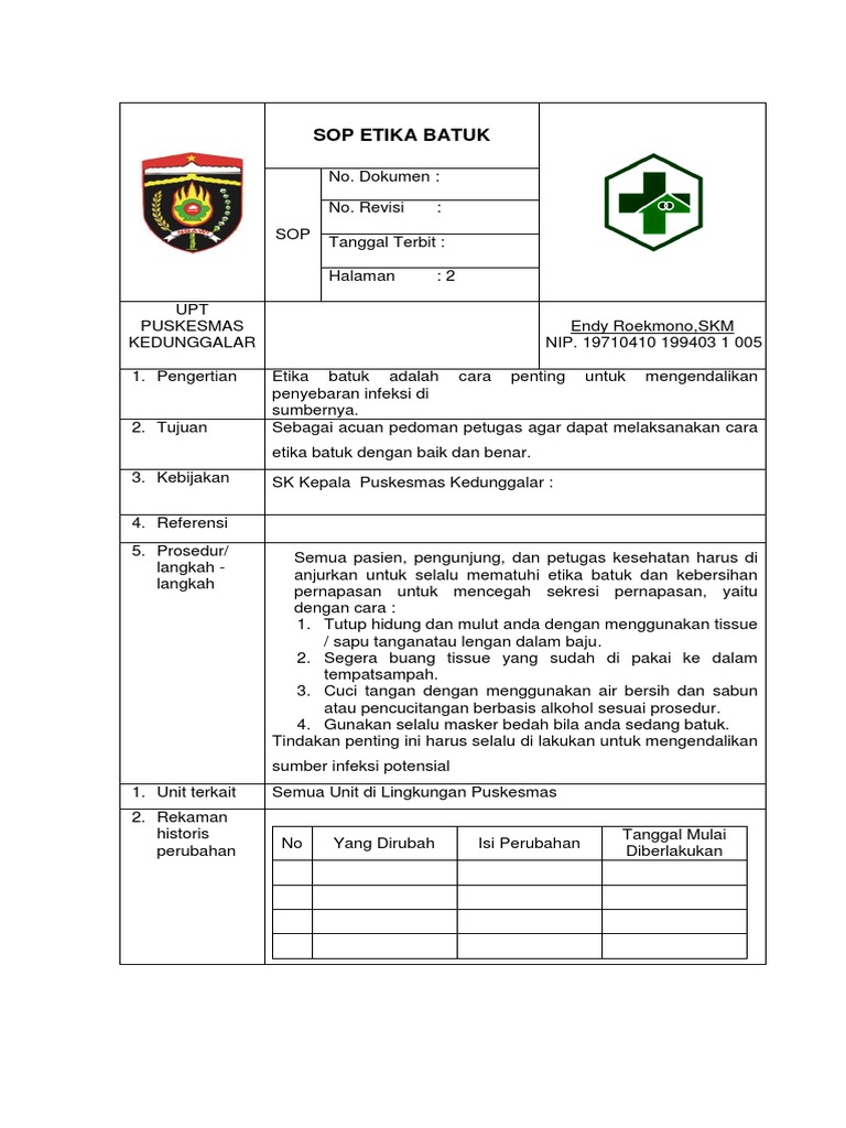 SOP Etika Batuk | PDF