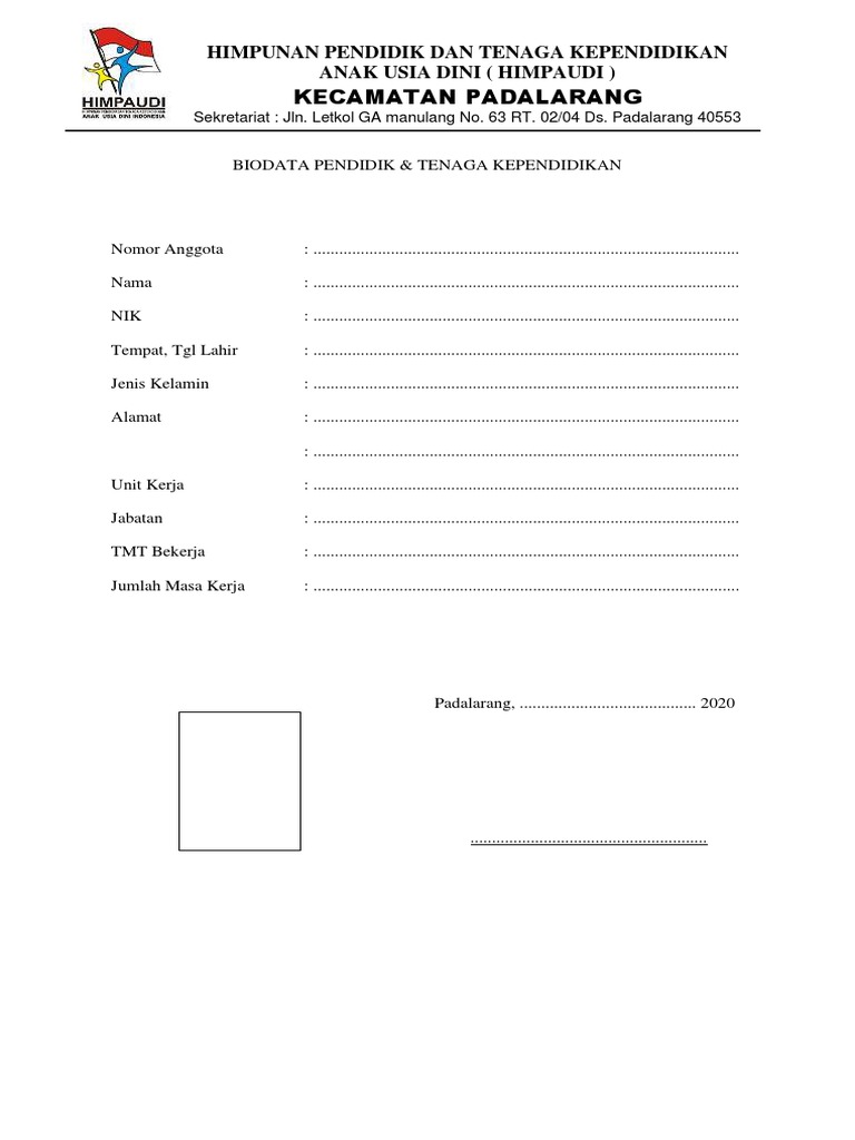 Biodata Pendidik | PDF