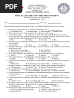 Periodical Exam Entrepreneur 12 | PDF | Entrepreneurship | Business Plan