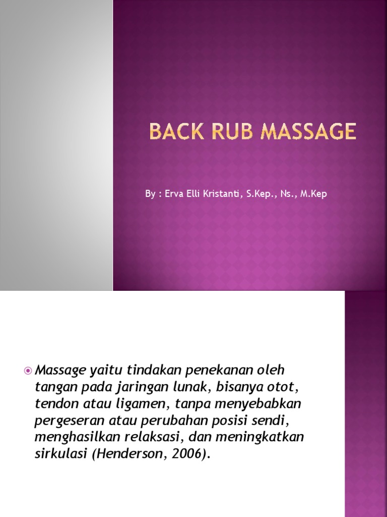 Teknik Back Massage untuk Relaksasi | PDF | Pengembangan Diri ...