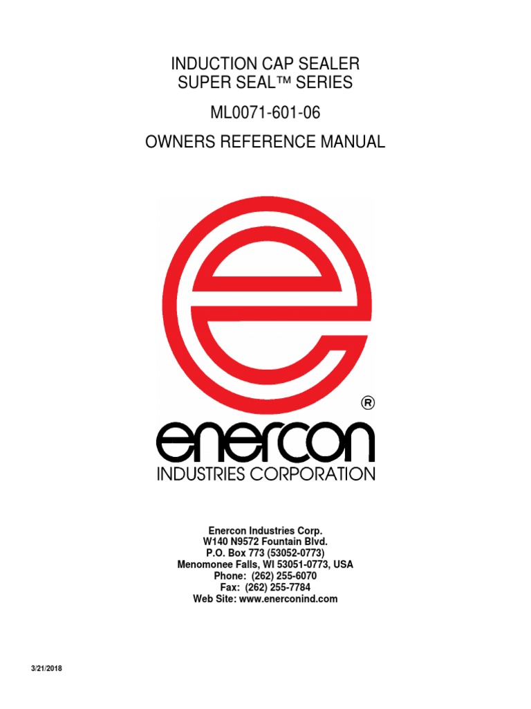 Enercon Super Seal Series Manual | PDF | Equipment | Electricity