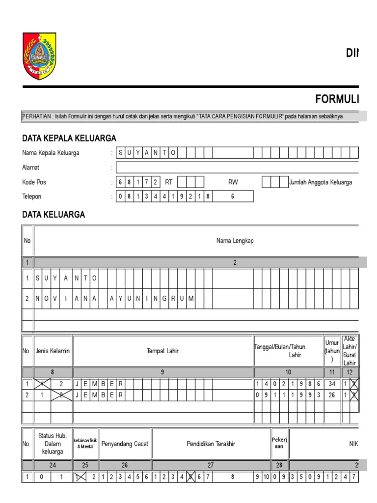 Panduan Pengisian Formulir F1.01 | PDF