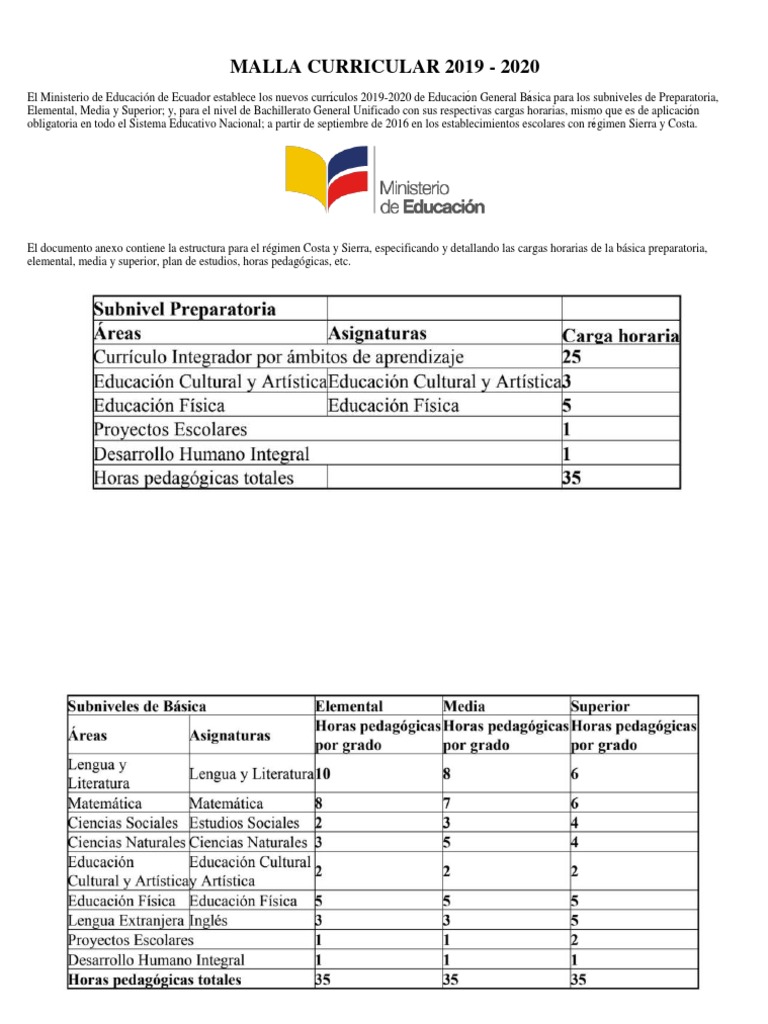 Malla Curricular 2019 - 2020 | PDF