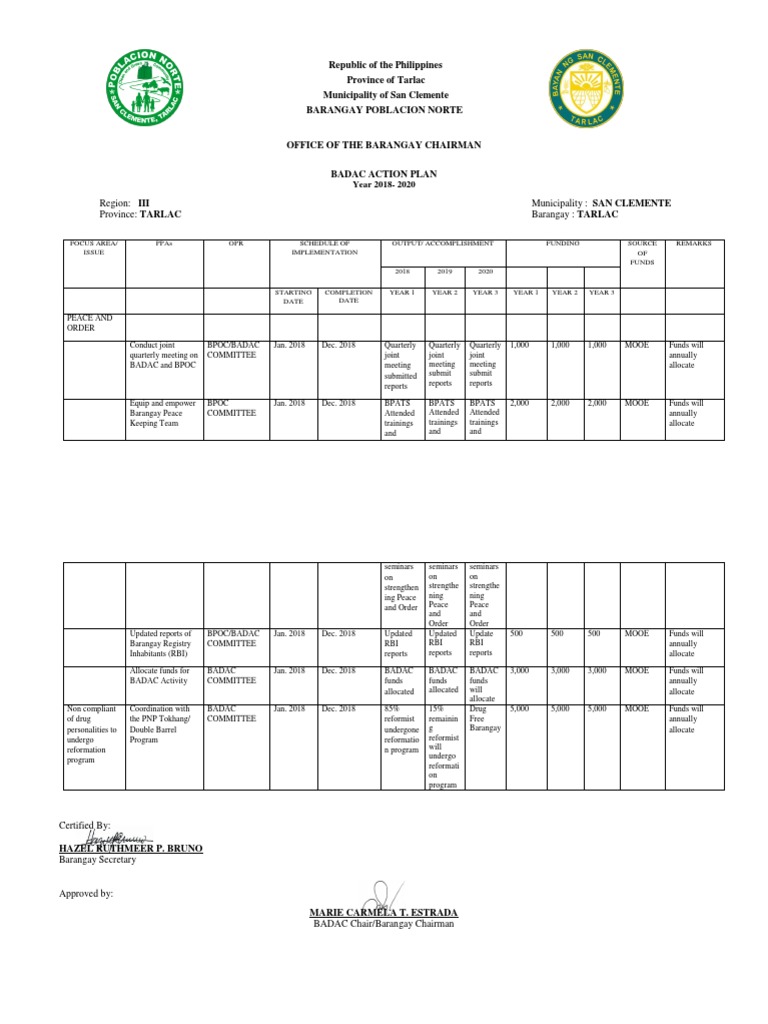 BADAC Action Plan | PDF | Government | Philippines