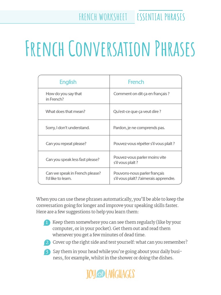 French Conversation Phrases PDF | PDF