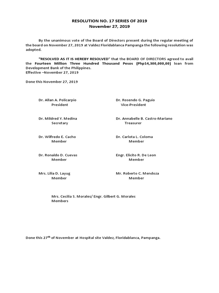 RESOLUTION NO.13 - Loan | PDF | Philippines | Government