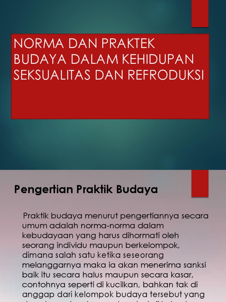 Norma Budaya dalam Seksualitas dan Reproduksi | PDF