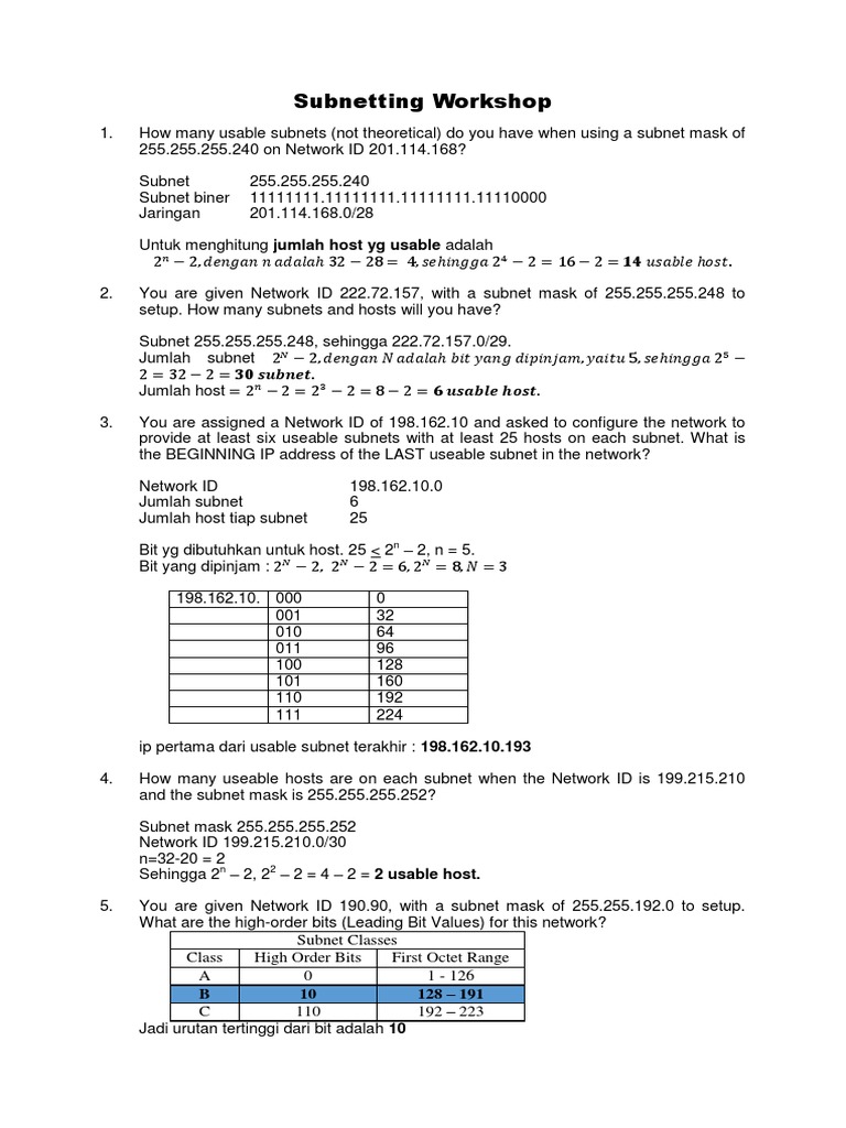 Subnetting Pdf Pdf Ip Address Computer Network