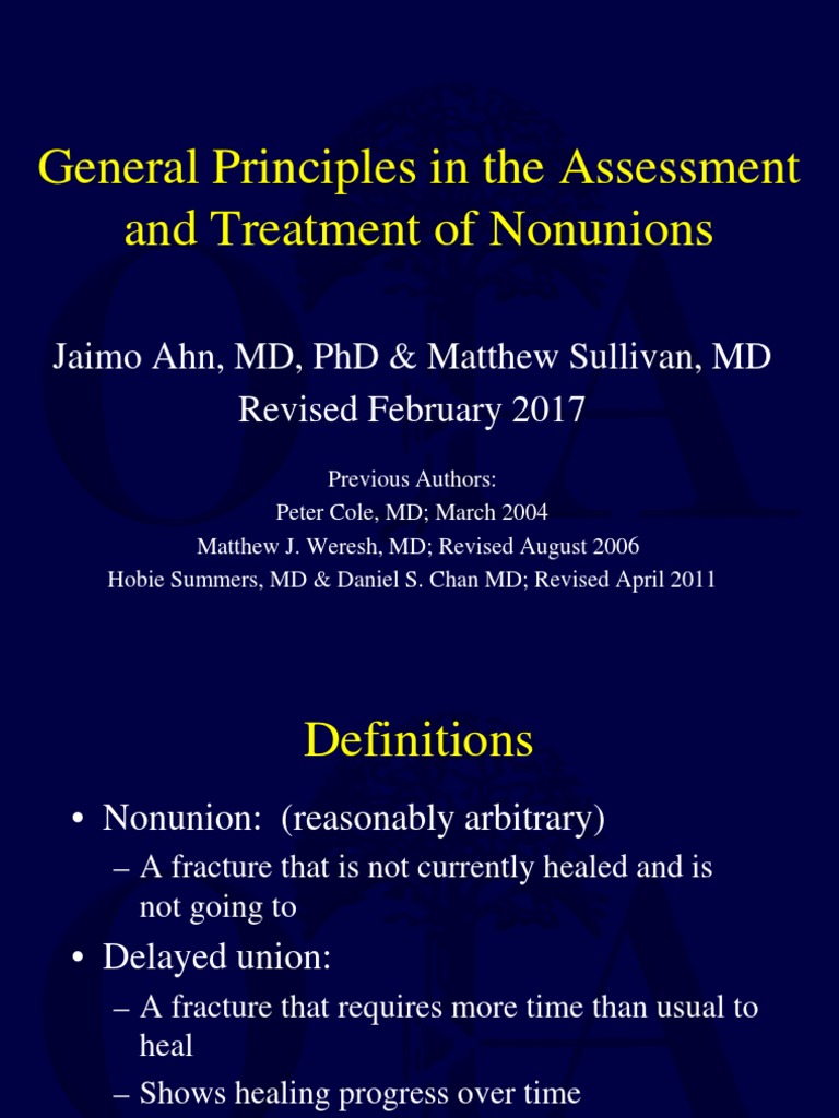 G17-The Principles and The Management of Nonunions PDF | PDF | Health ...