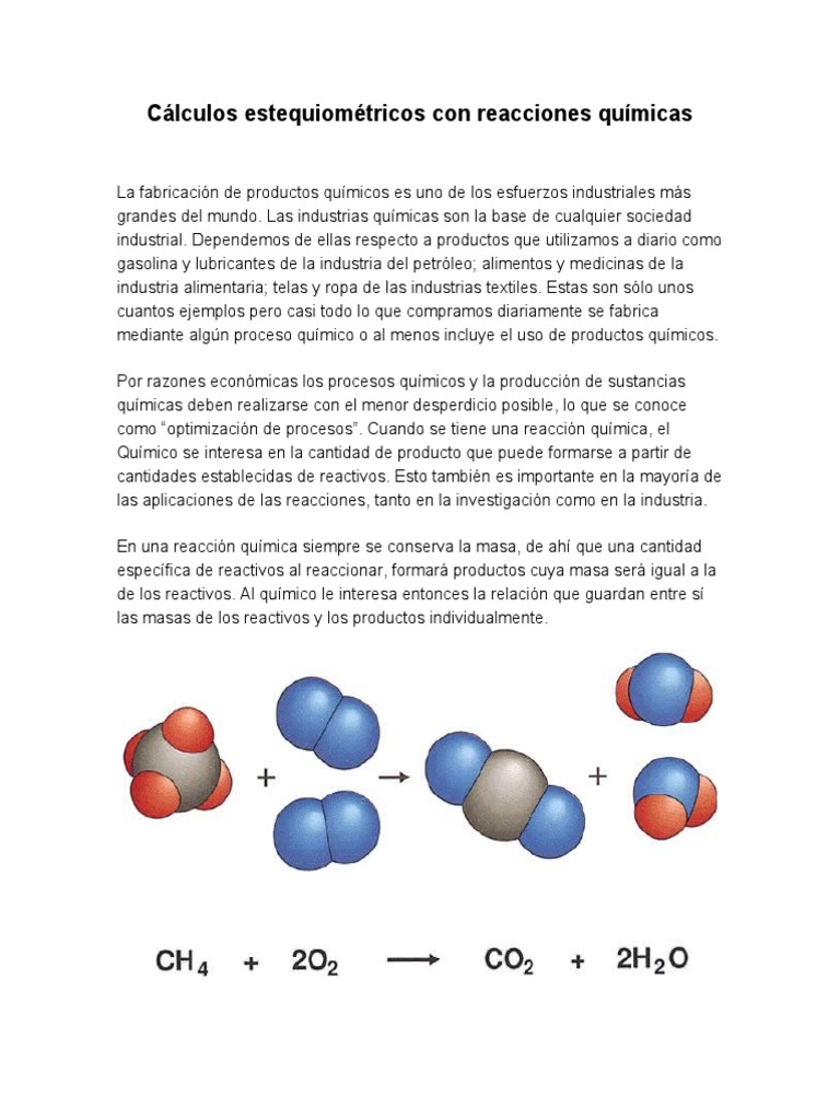 Cálculos Estequiométricos Con Reacciones Químicas | PDF | Estequiometría | Mole (Unidad)