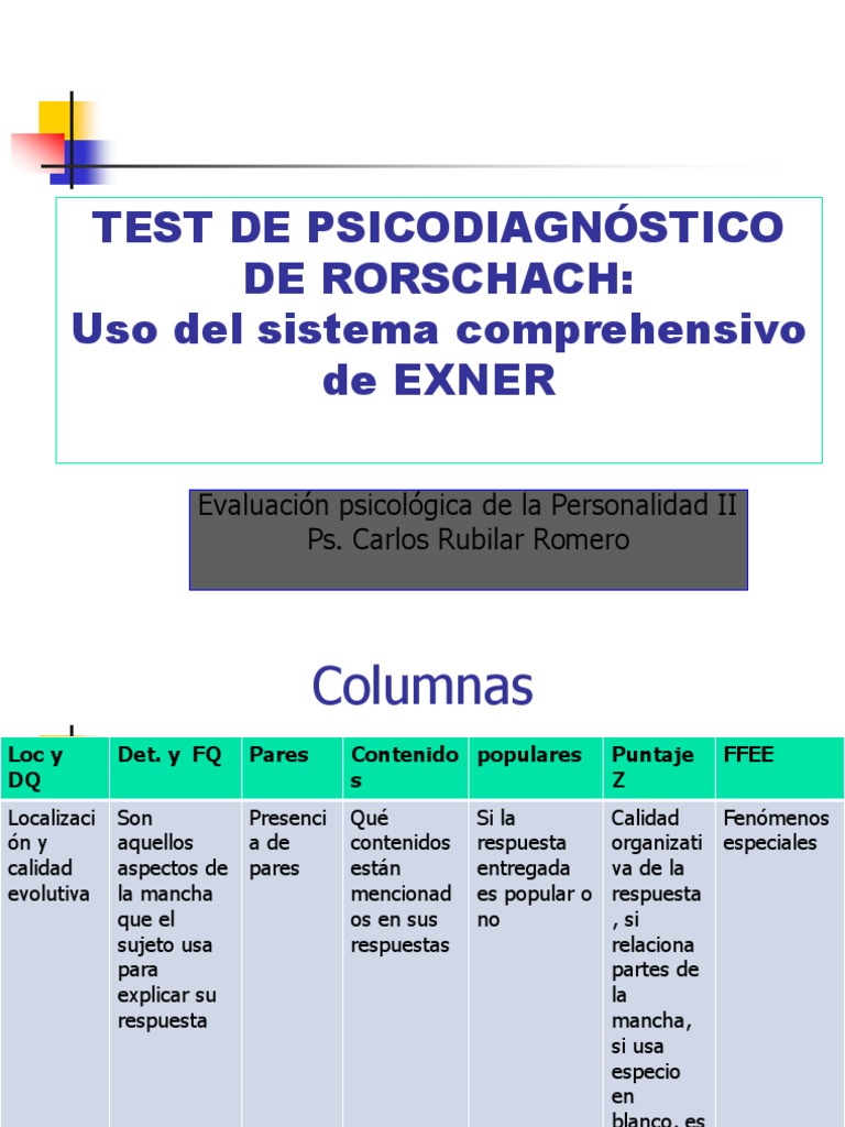 Rorschach Metodo Exner PDF | PDF | Color | Ciencia cognitiva