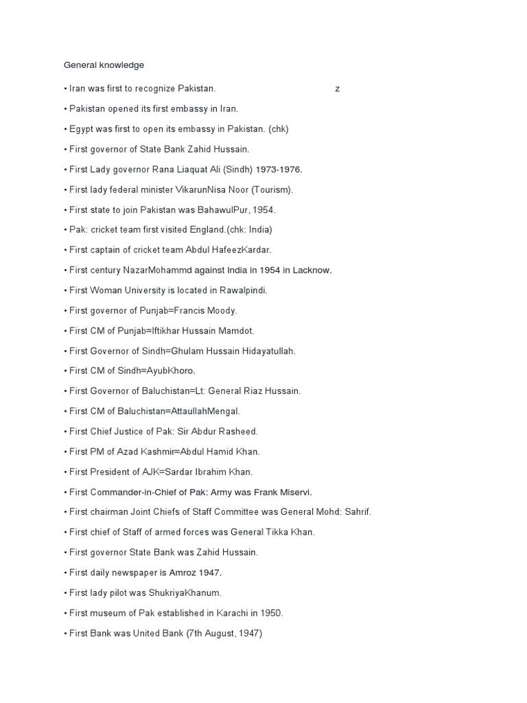 First, Largest, Smallest | PDF | Karachi | Pakistan