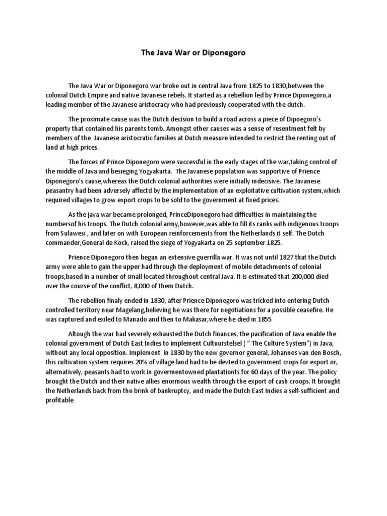 Java War: Diponegoro's Rebellion | PDF | Conflicts | Indonesia