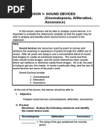 Sound Devices (Onomatopeia, Alliteration and Assonance | PDF ...