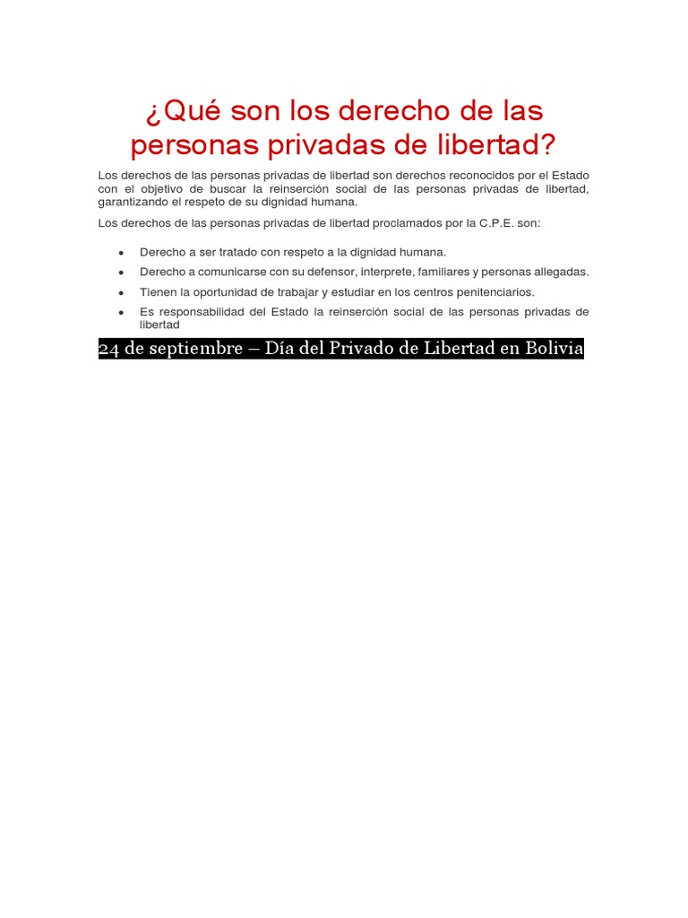 Derechos de Los Privados de Libertad | PDF