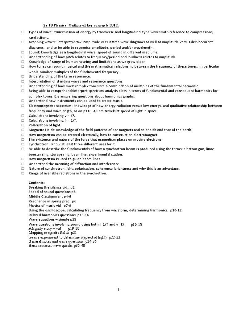 Yr 10 Physics Booklet1 | PDF | Waves | Sound