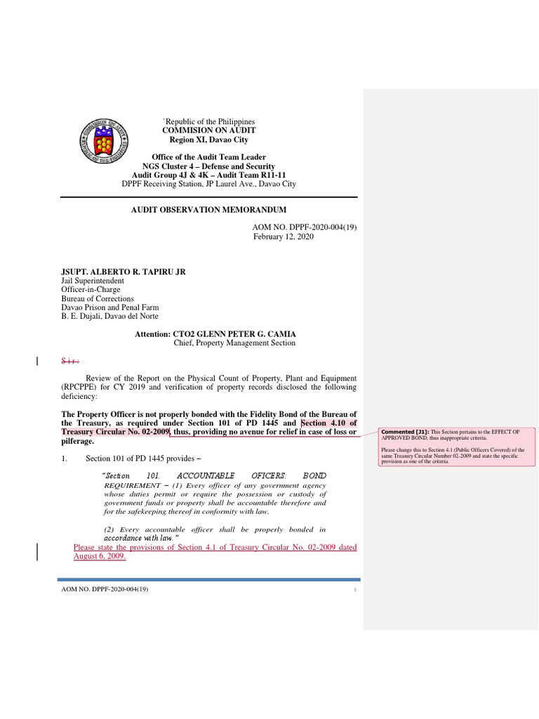 4rev AOM No. 2020-004.DPPF - Draft.bond | PDF | Government | Justice