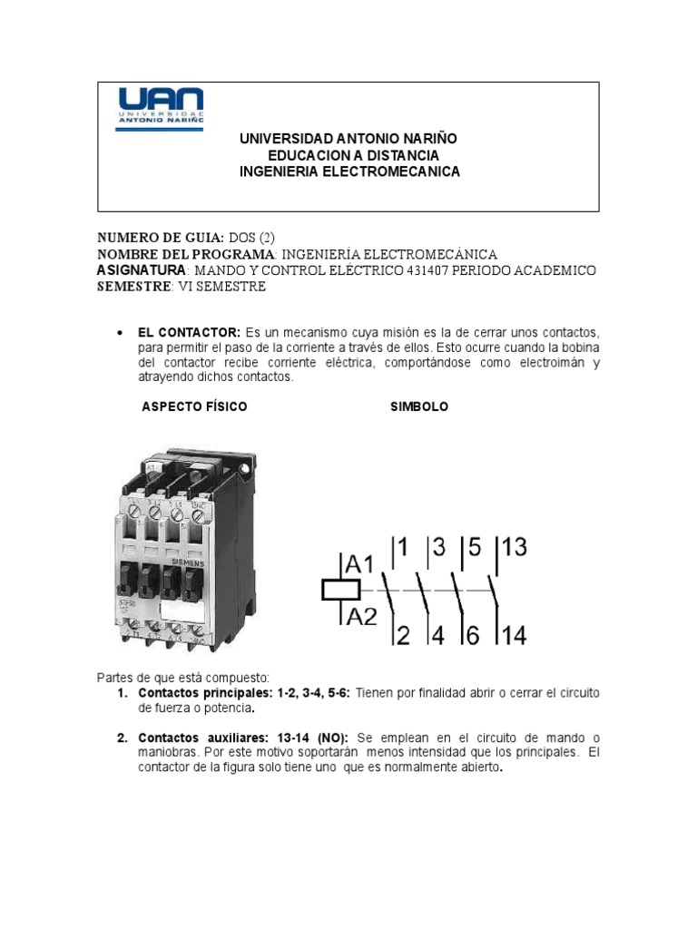 Guia 2 Mando y Control Electrico | PDF | Relé | Electromagnetismo