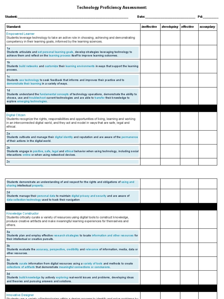 Technology Proficiency Assessment | PDF | Design | Educational Psychology