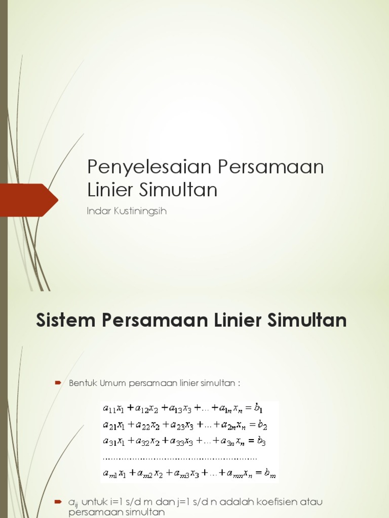 Penyelesaian Persamaan Linier Simultan - Dikonversi | PDF