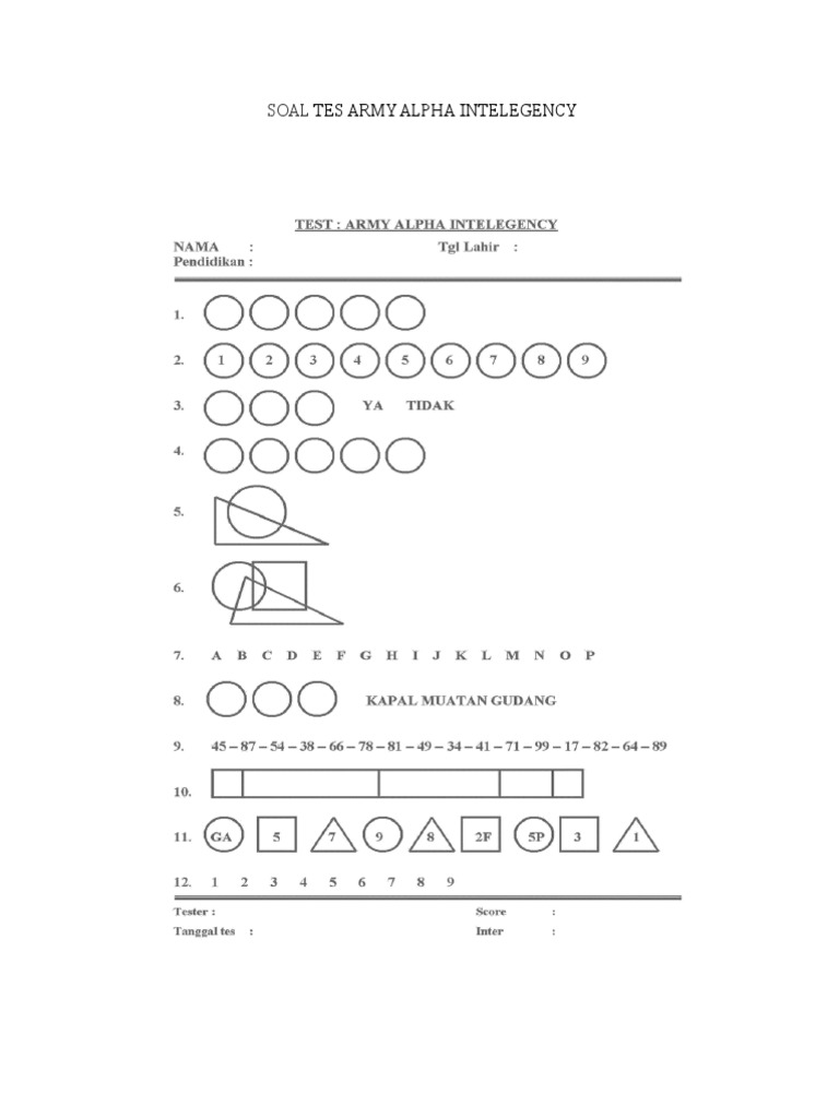 Tes Army Alpha | PDF