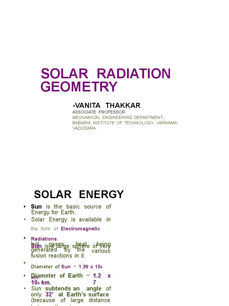 Solar Radiation and Earth's Geometry | PDF | Equator | Ultraviolet