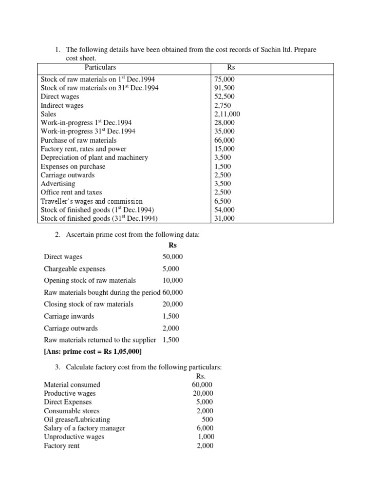 Cost Accounting Assignment 1 | PDF | Cost | Business