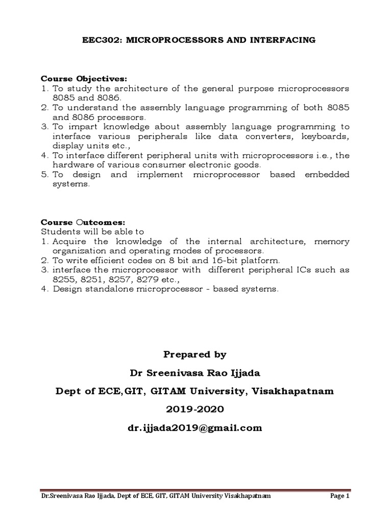 Microprocessors & Interfacing For GITAM University ECE | PDF | Central Processing Unit | Input ...