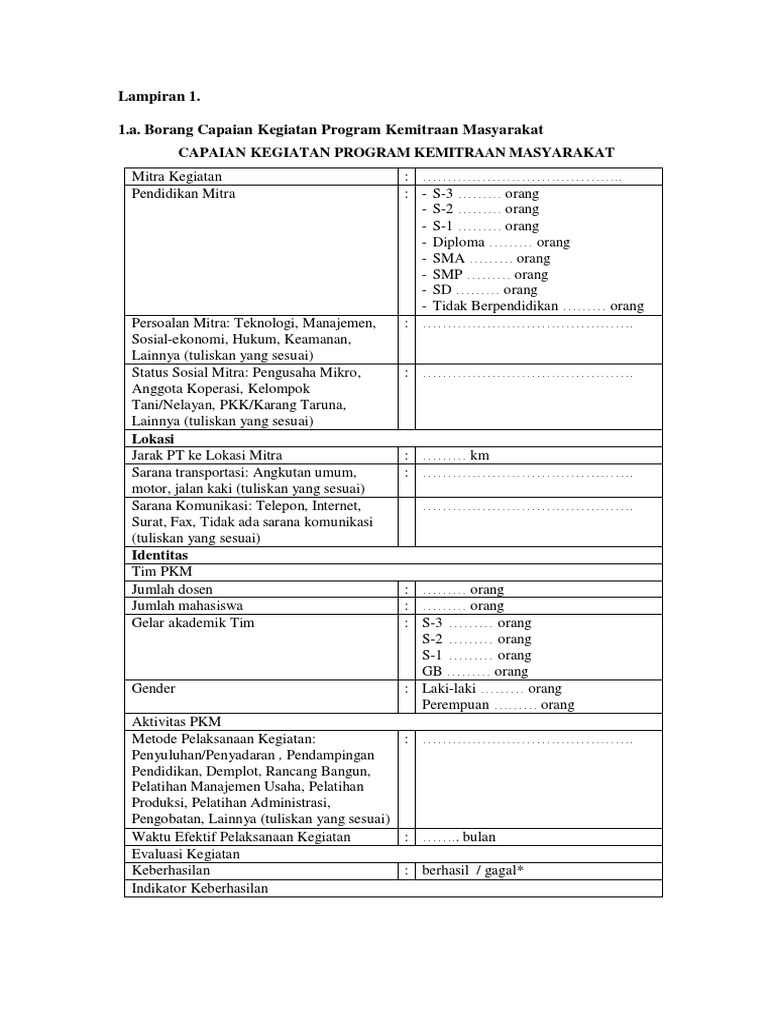 Lampiran Borang Capaian | PDF